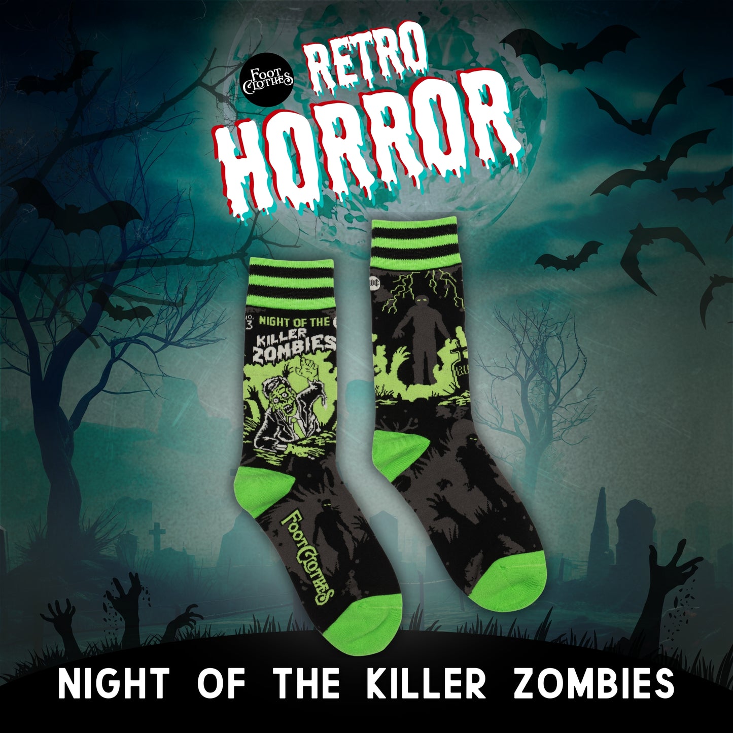 Night Of The Killer Zombies Crew Socks – Culture Craze