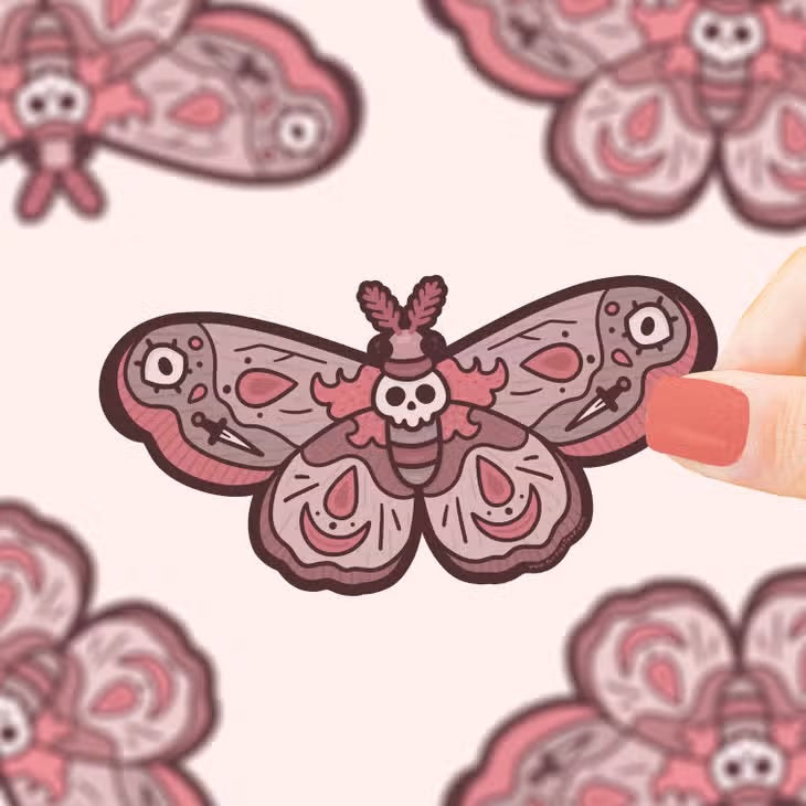 Moth Skull Spooky Night Bug Sticker. – Culture Craze