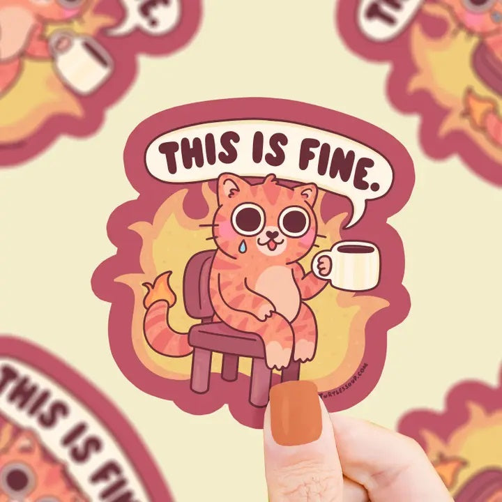 This Is Fine On Fire Vinyl Sticker – Culture Craze